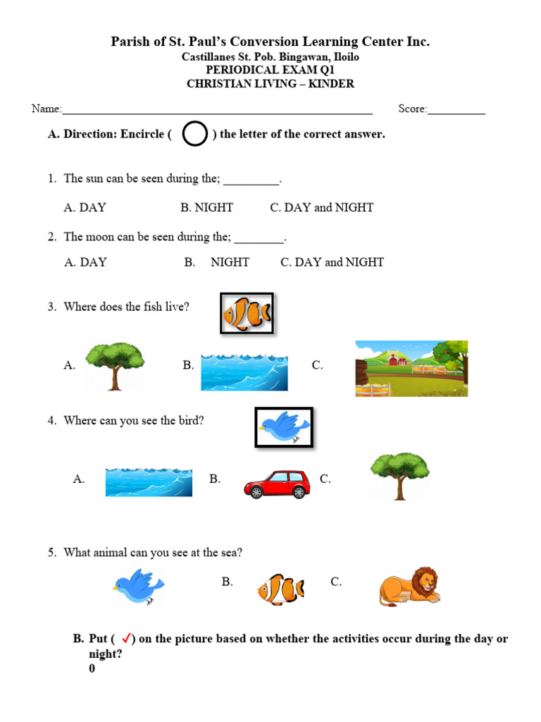 Christian Living Assessment Kinder Q1 | PDF | Astronomy