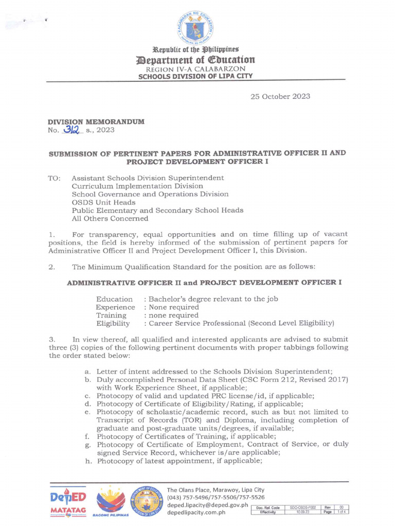 DM No 312, S 2023 | PDF