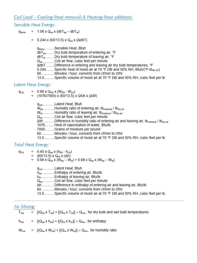 Basic HVAC Formulas | Download Free PDF | Humidity | Horsepower
