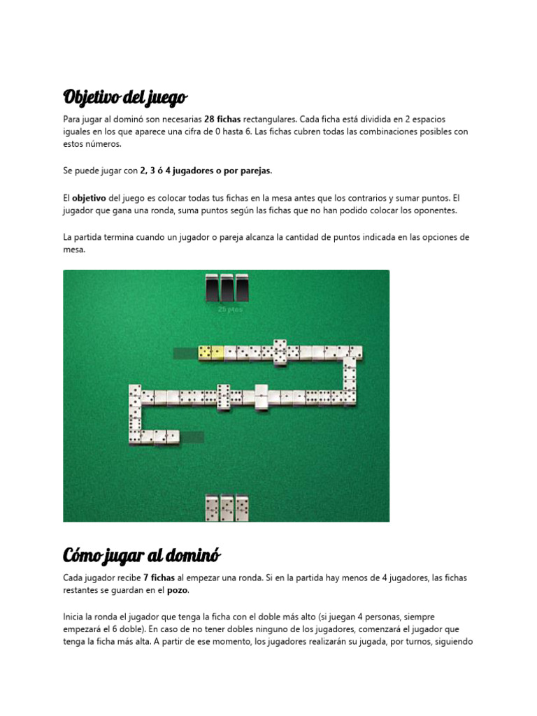 Reglas Del Domino | PDF | Juego de azar | Deportes