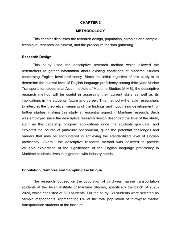 Chapter 3 Methodology | PDF | Methodology | Weighted Arithmetic Mean