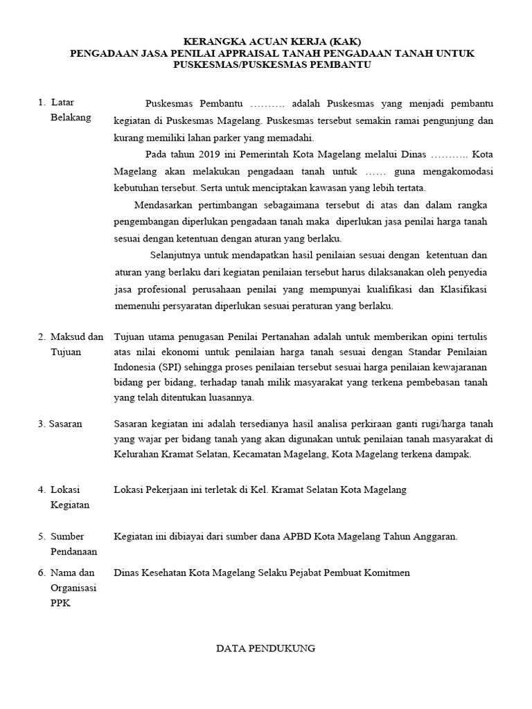contoh KAK | PDF contoh KAK | PDF