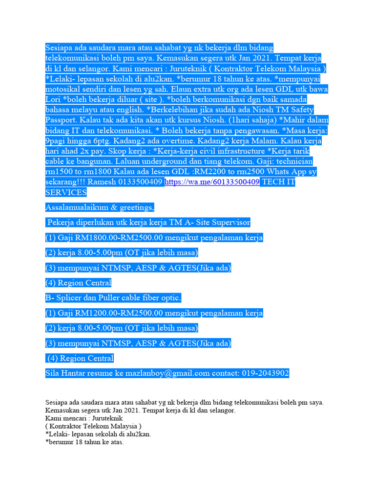 Iklan Cari Pekerja | PDF