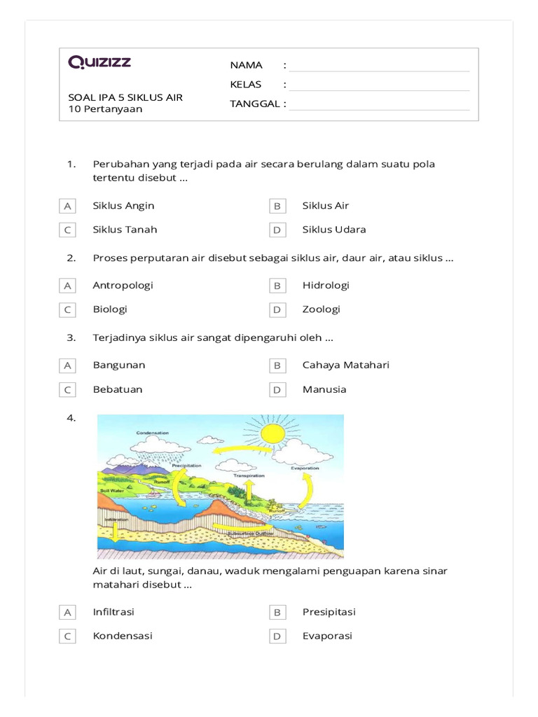 Soal Ipa 5 Siklus Air | PDF