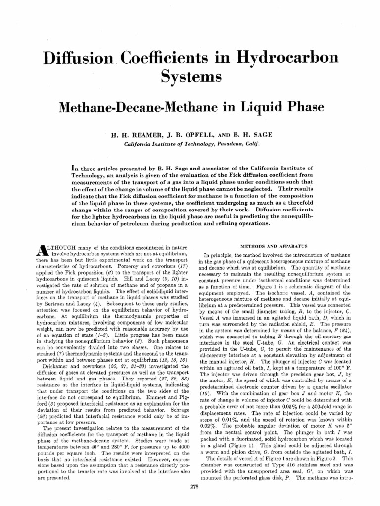 Diffusion Coefficients in Hydrocarbon Systems | PDF | Diffusion | Phase (Matter)