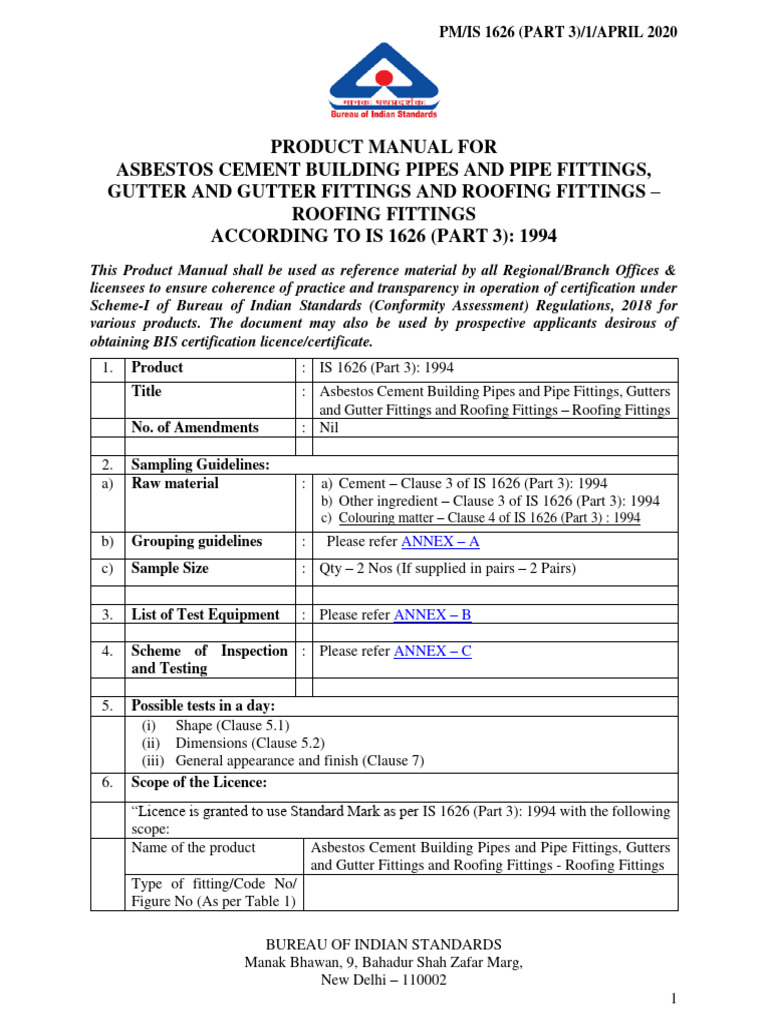 IS 1626 Compliance for Asbestos Fittings | PDF | Pipe (Fluid Conveyance)