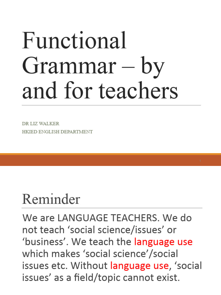 SFL For Language Teaching | PDF | Verb | Linguistics