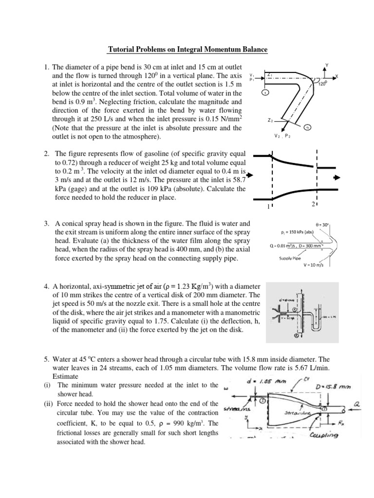 Tutorial Problems Integral Approach | PDF | Pressure | Pressure Measurement
