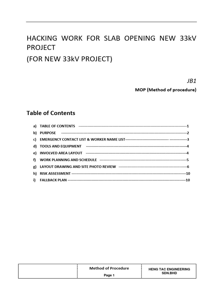 Slab Hacking Procedure for 33kV Project | PDF | Safety
