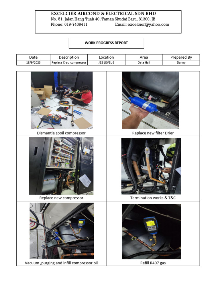 Work Progress Report: Crac Compressor Replacement | PDF