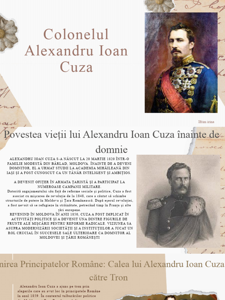 Colonelul Alexandru Ioan Cuza | PDF
