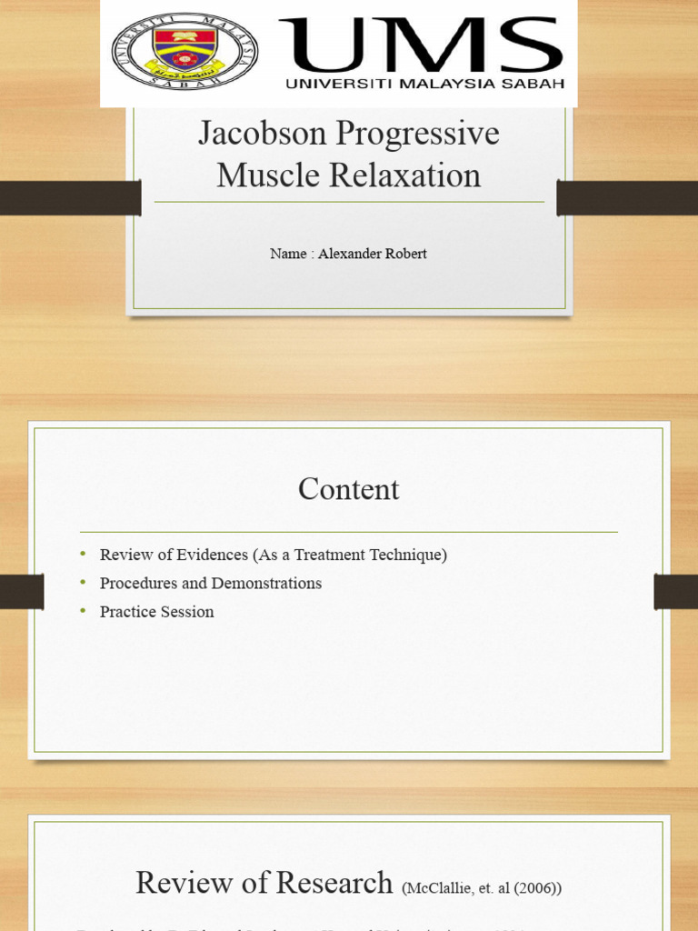Official Slide of Jacobson Progressive Muscle Relaxation Library 2023 ...
