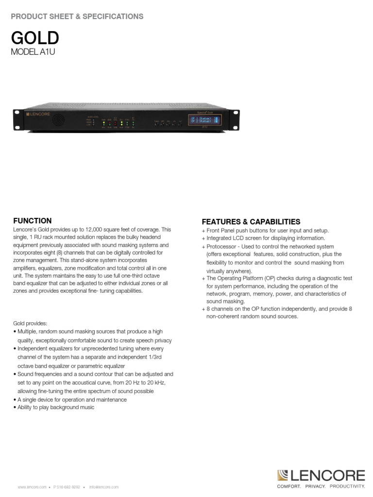 Gold A1U Data Sheet | PDF | Equalization (Audio) | Electronics