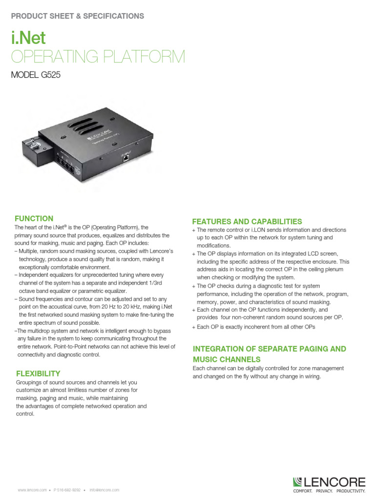 G525 Operating Platform Data Sheet | PDF | Equalization (Audio) | Information And Communications ...