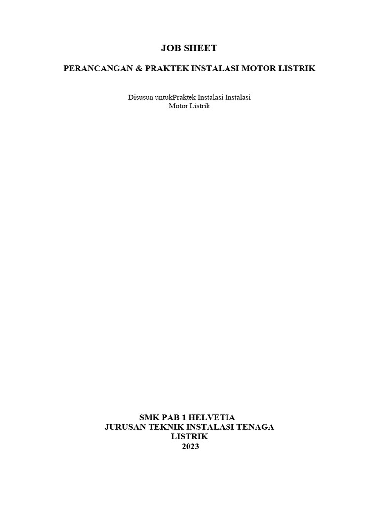 Job Sheet-Praktikum-Instalasi Motor Listrik-Plc | PDF