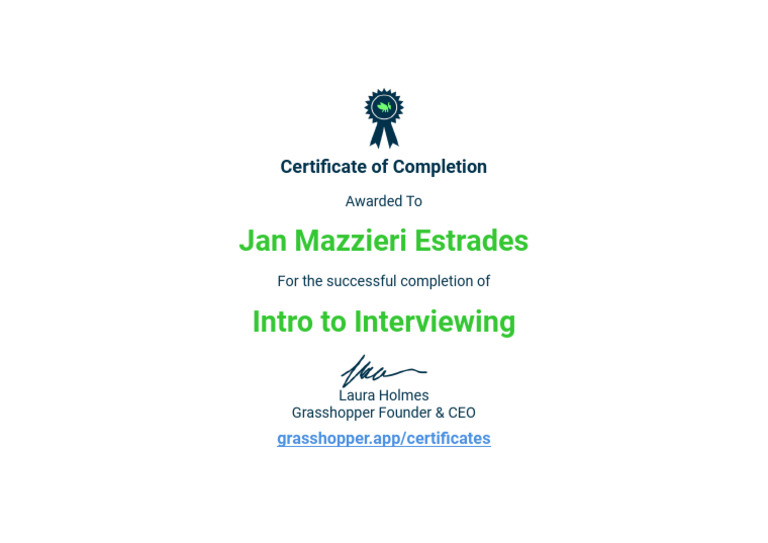 Intro to Interviewing Certificate | PDF