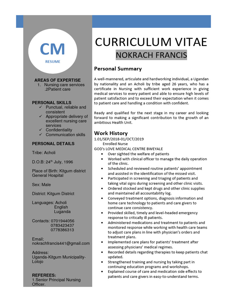 Francis CV | PDF | Nursing | Patient