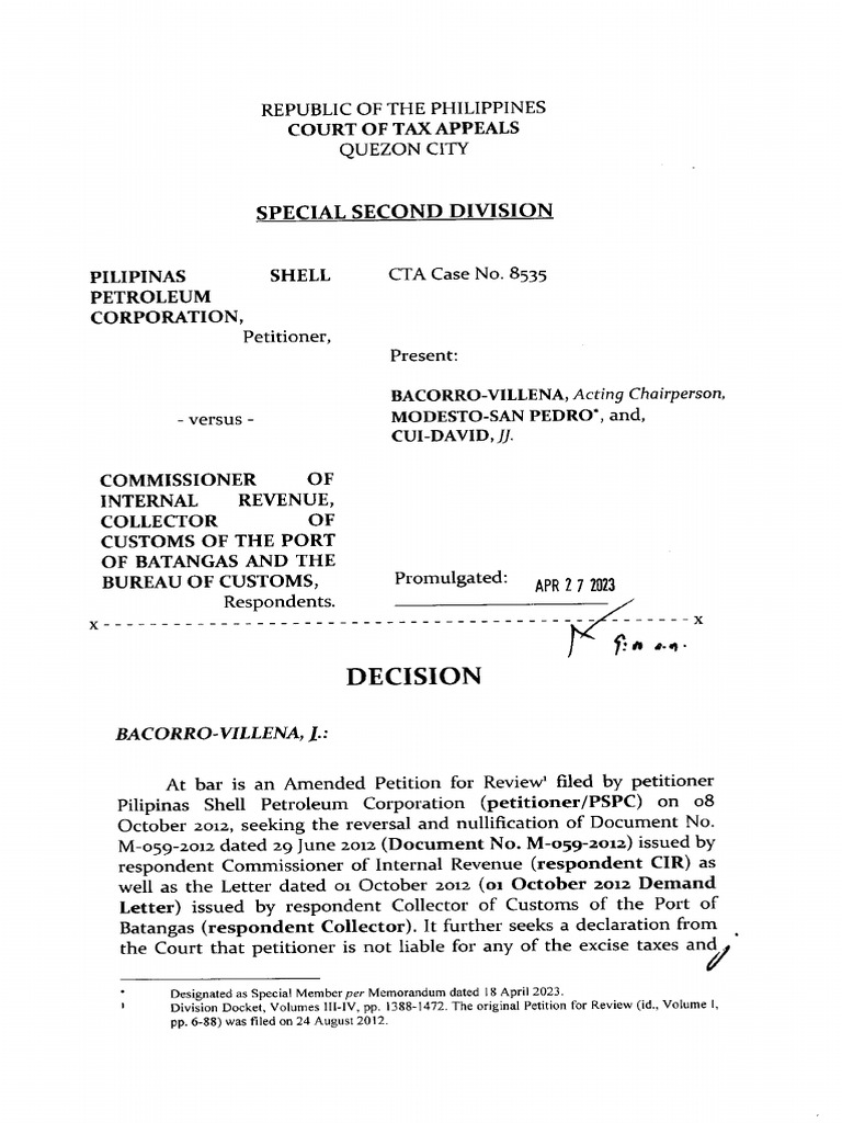 Cta 2D CV 08535 D 2023apr27 Ass | PDF | Injunction | Taxes