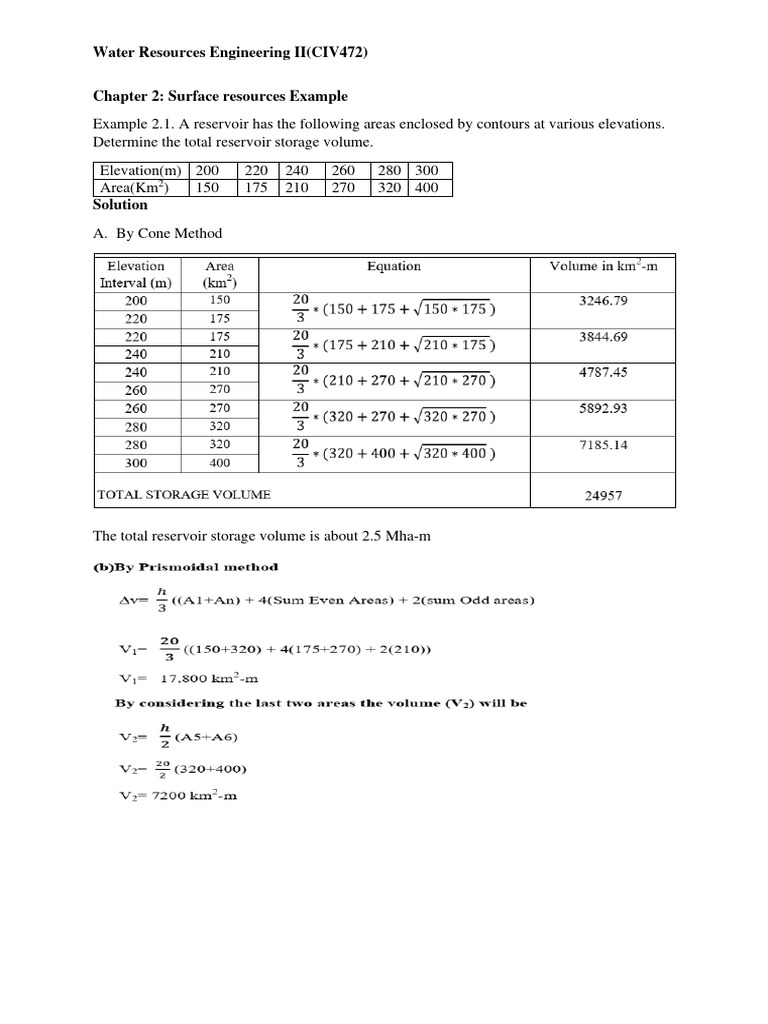 Chapter 2 Excercise Pdf Discharge Hydrology Reservoir