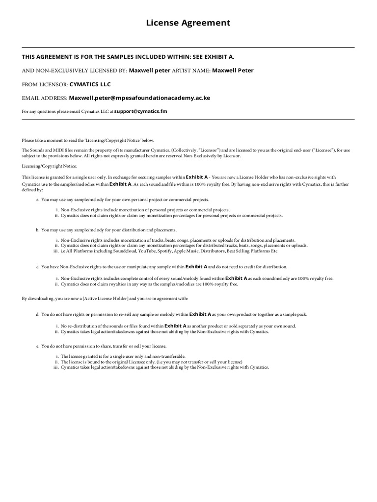 License Agreement 1698220624463 | PDF | License | Intellectual Property Law