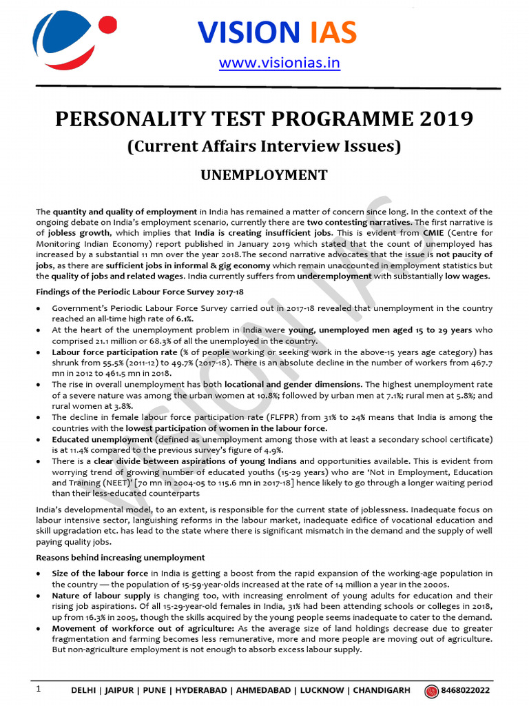 Class Note Important | PDF | Unemployment | Employment