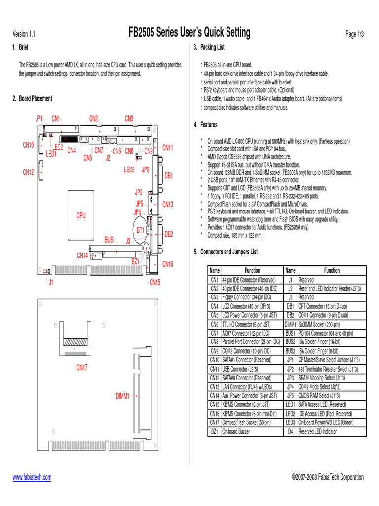 FB2505 Fabia | PDF | Electrical Connector | Computer Hardware