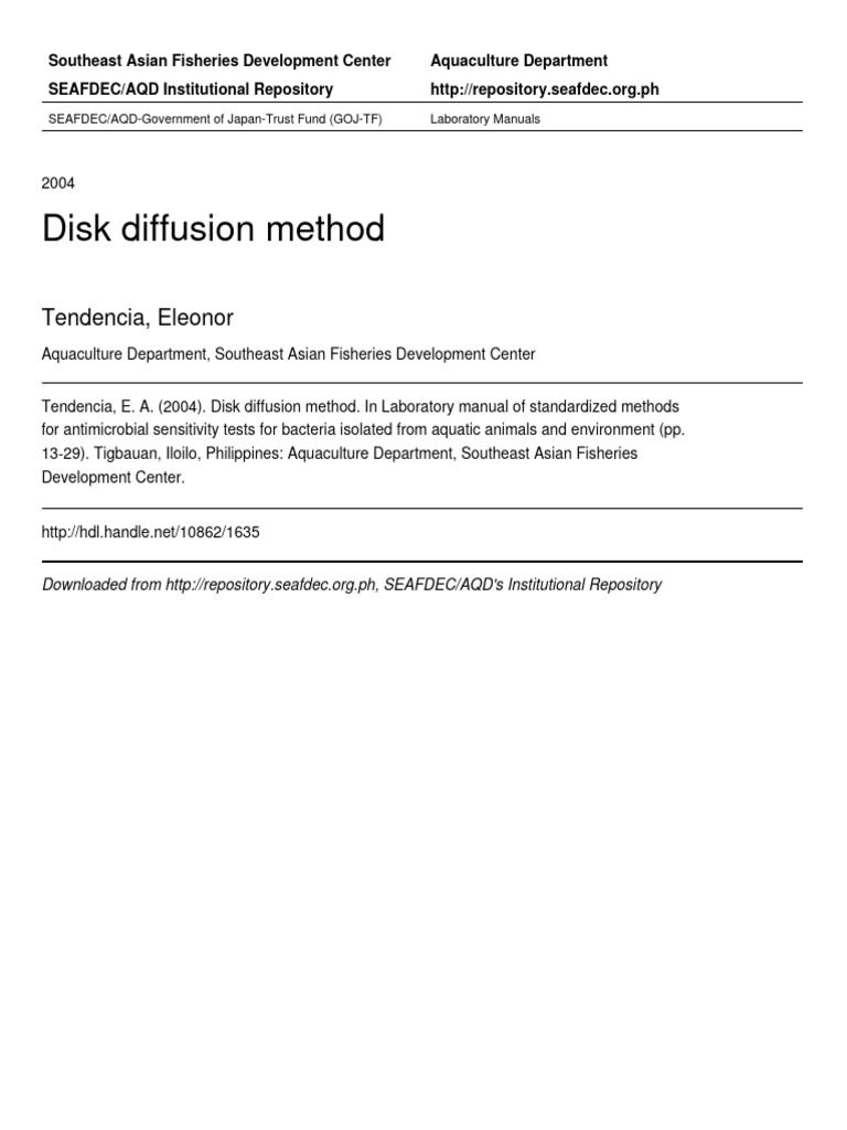 Disk Diffusion Method | PDF | Microscopy | Biology