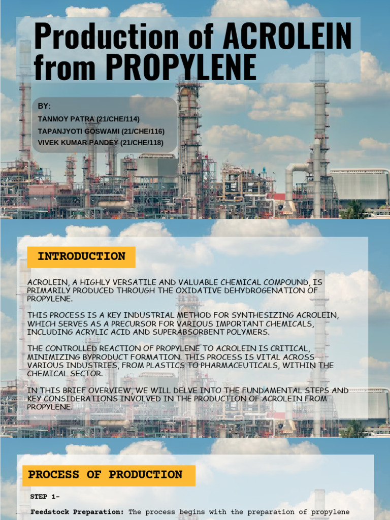 Production of Acrolein From Propylene | PDF