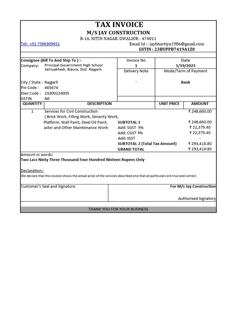 GST Invoice | PDF | Cheque | Payments