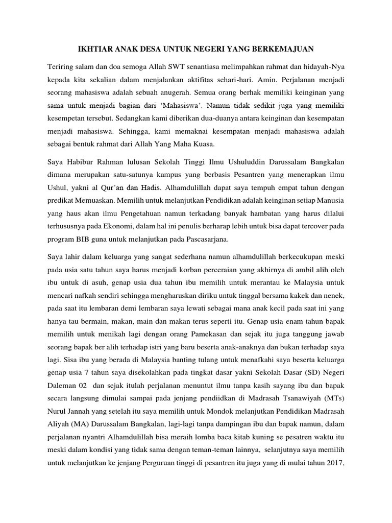 Essay Beasiswa | PDF