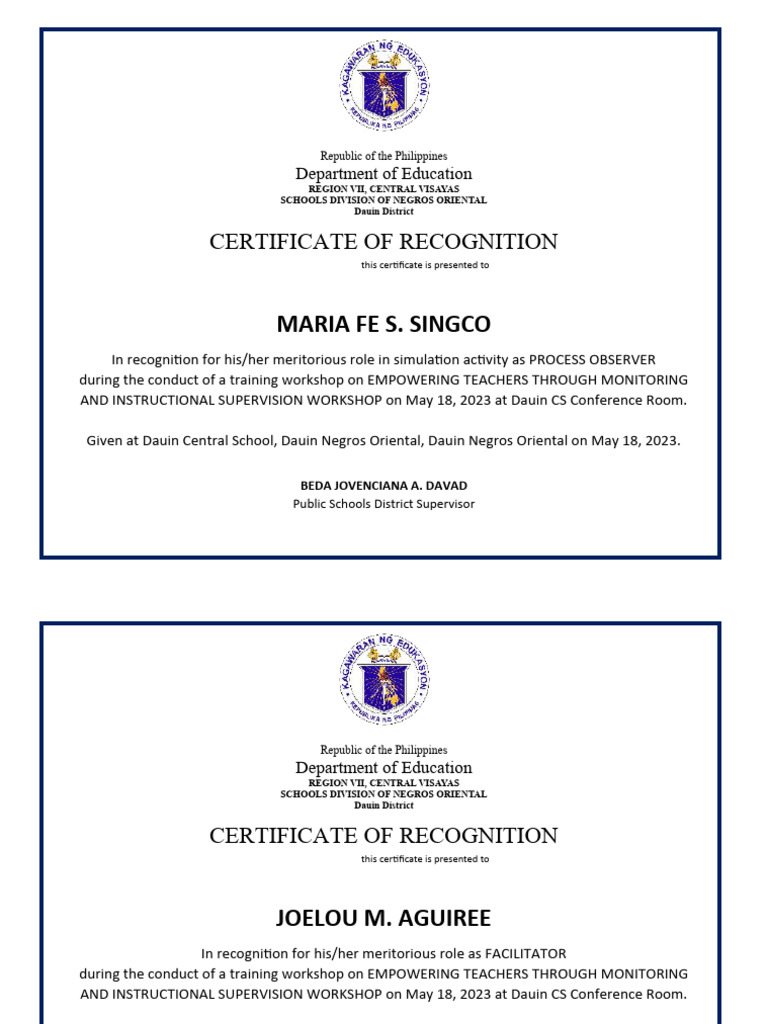 Certificate of Recognition - Ready To Print | PDF | Asia | Government Institutions