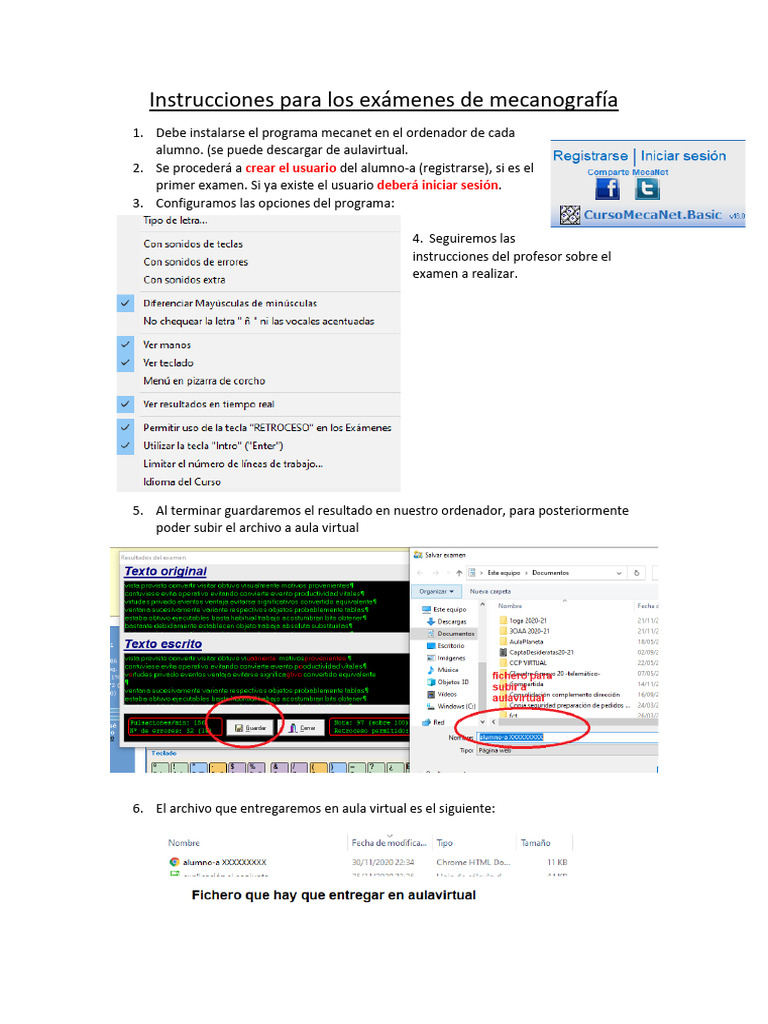 Instrucciones para el examen de mecanografía (1) | PDF