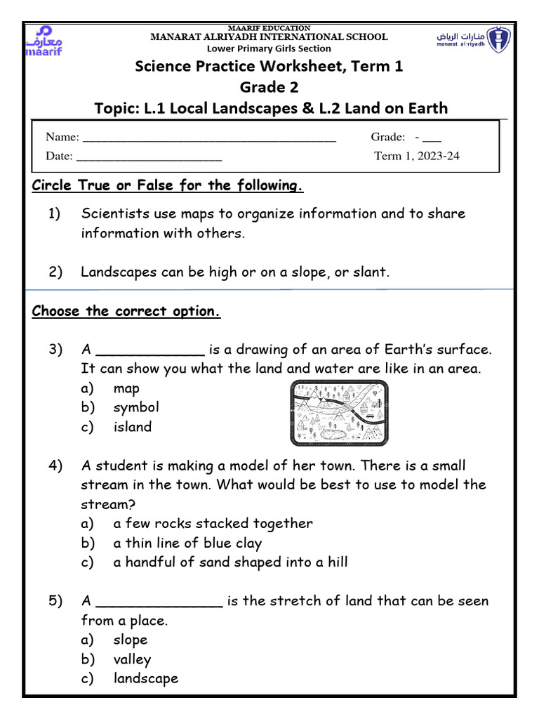 Grade 2 Local Landscapes Worksheet | PDF