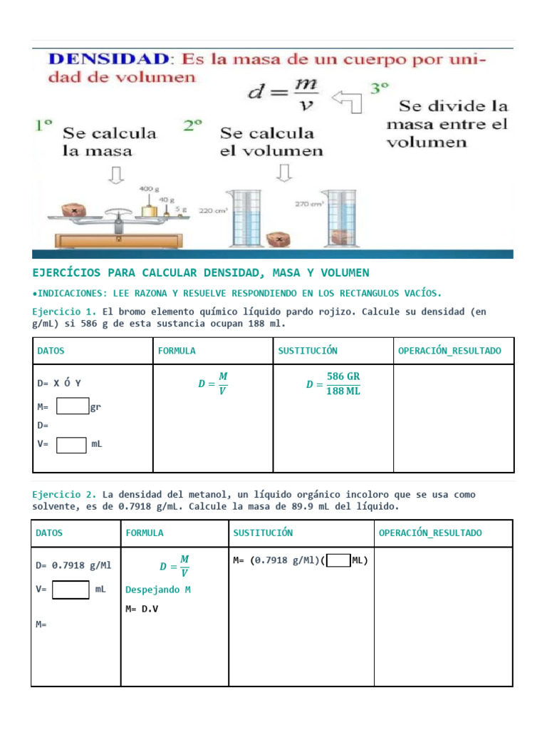 EJER_D_M_V_IMPRIM | PDF | Densidad | Cantidades fisicas