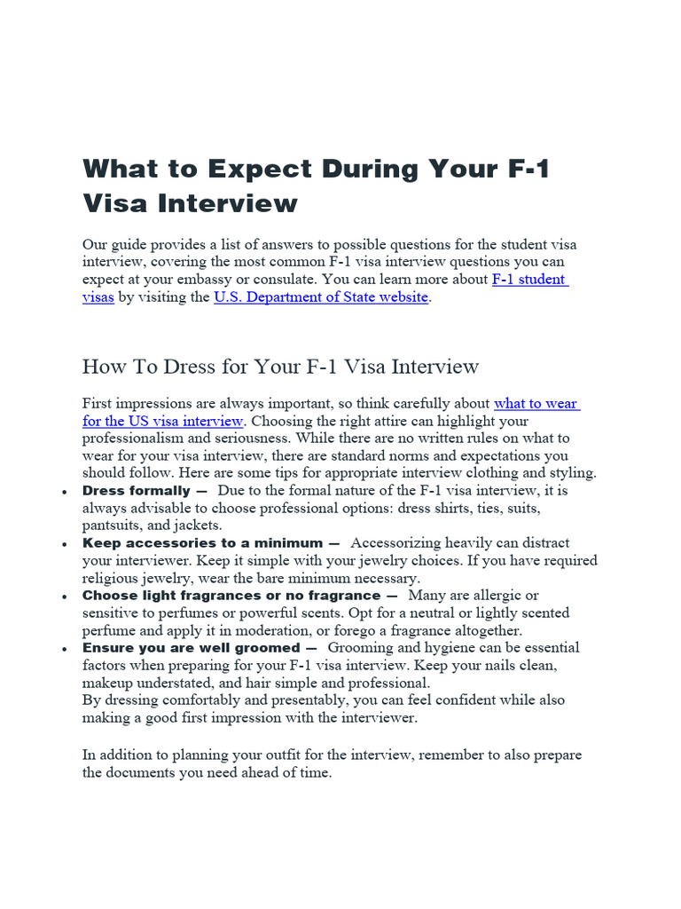 What To Expect During Your Visa Interview | PDF | International English ...