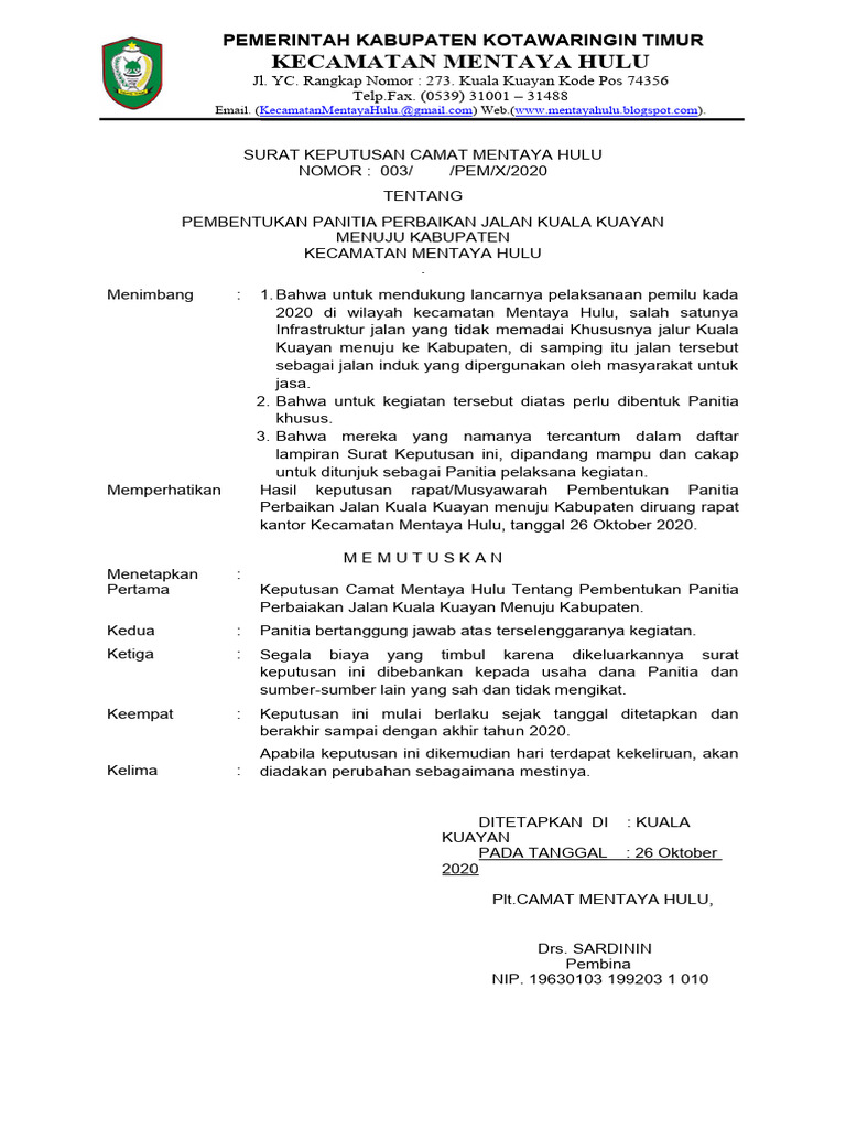 SK Perbaikan Jalan | PDF