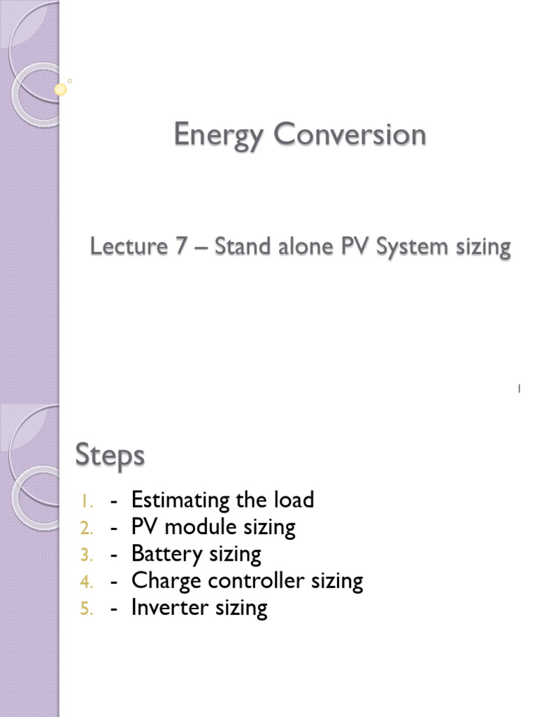 Stand Alone PV System Sizing | PDF