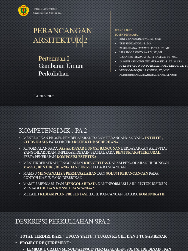 Studio Perancangan 2. Gambaran Umum Perkuliahan Dan Materi MG 1 | PDF ...