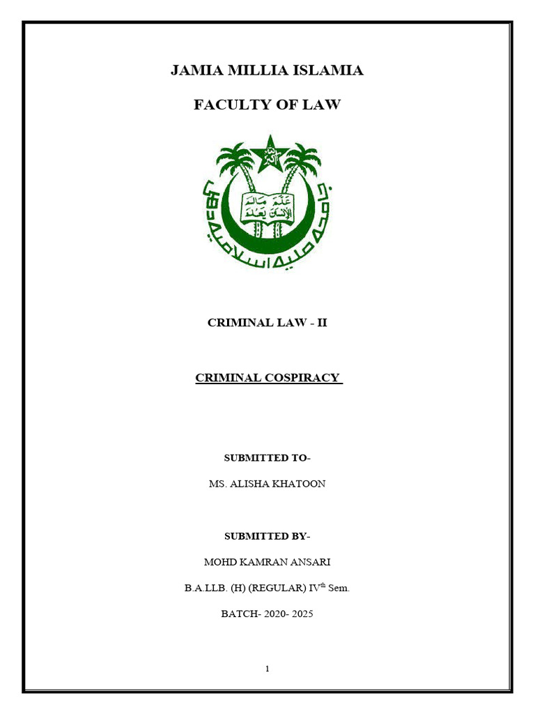 Criminal Law Assignment Sem 4 (Mohd Kamran Ansari 20BLW039) | PDF ...