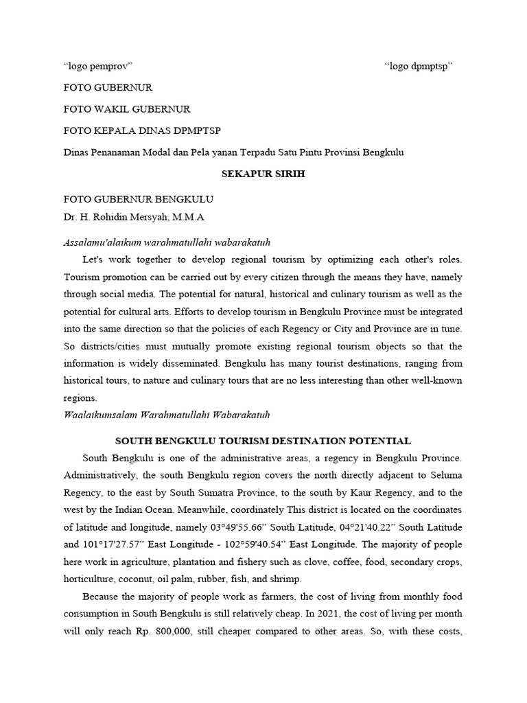 South Bengkulu Tourism Destination Potential (Eng) | PDF | Cost Of Living