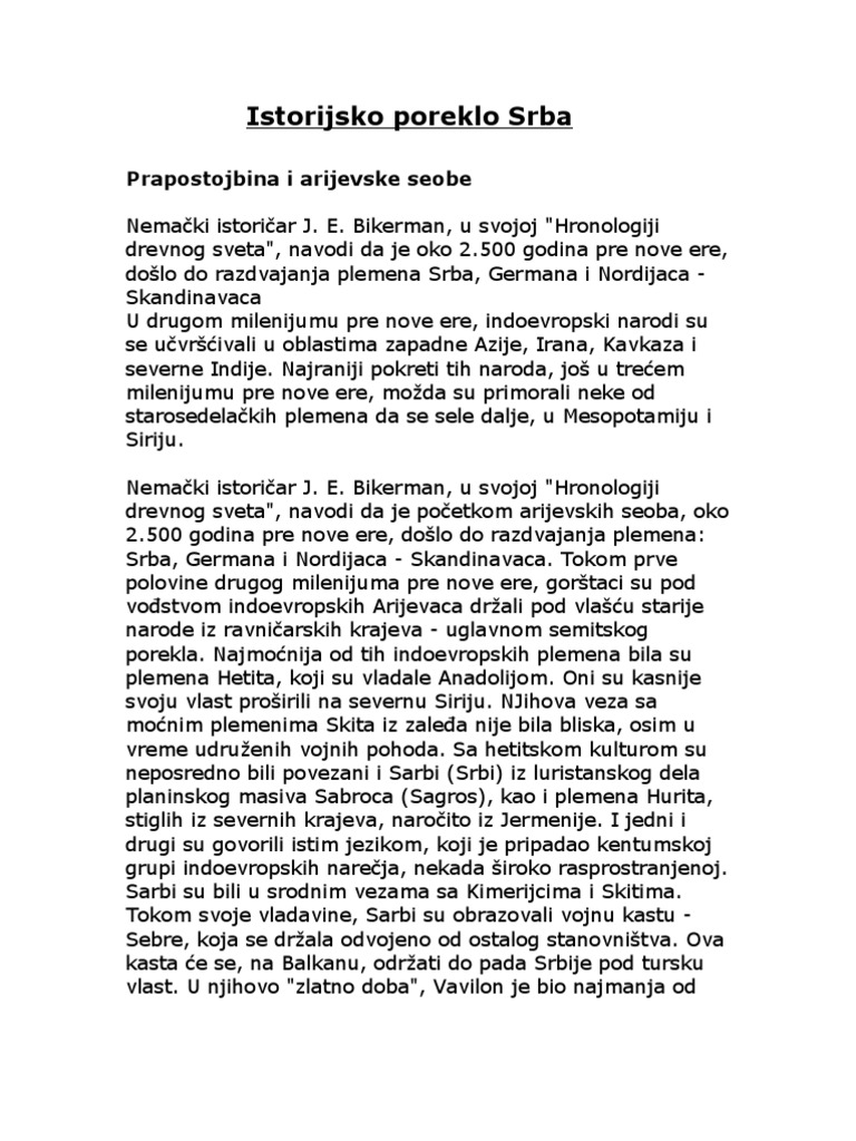 Istorijsko Poreklo Srba | PDF