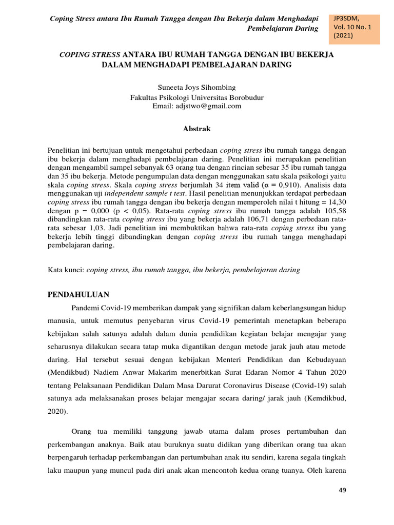 Perbandingan Coping Stress Ibu Rumah Tangga dan Bekerja | PDF