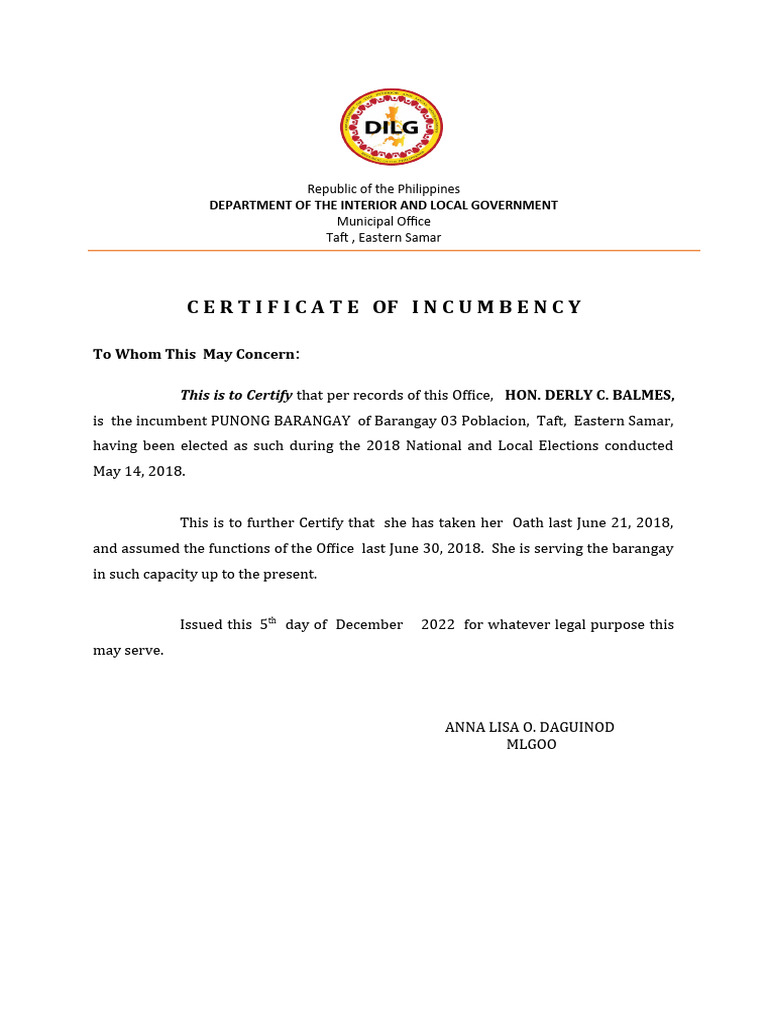 Certificate of Incumbency New | PDF | Justice | Crime & Violence