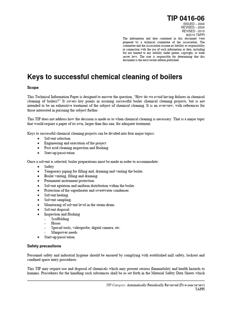 Key To Successful Chemical Cleaning of Boilers | PDF | Boiler | Corrosion