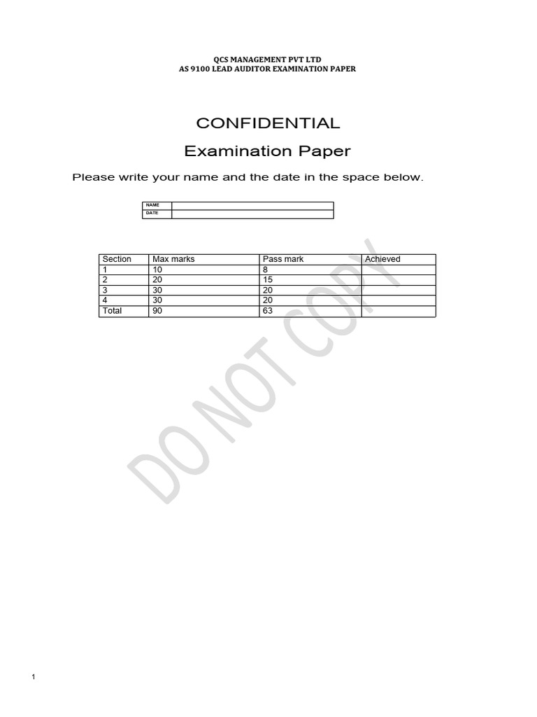 Qms-Exam-Paper IA | PDF | Audit | Iso 9000