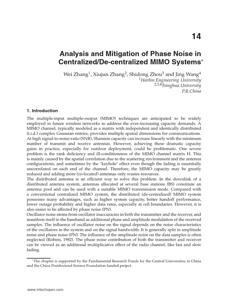 InTech-Analysis and Mitigation of Phase Noise in Centralized de Centralized Mimo Systems | PDF ...