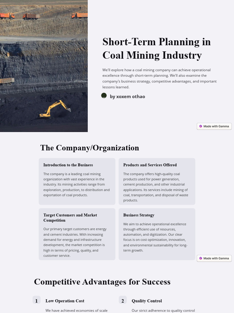 Short-Term Strategy for Coal Mining | PDF | Innovation | Strategic ...