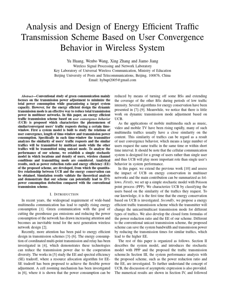 Analysis and Design of Energy Efficient Traffic Transmission Scheme ... Analysis and Design of Energy Efficient Traffic Transmission Scheme ...