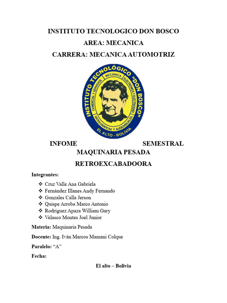 Informe Maquinaria Pesada Terminado | PDF Informe Maquinaria Pesada Terminado | PDF