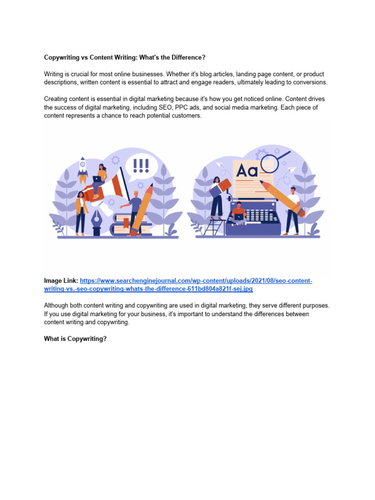 Copywriting Vs Content Writing What S The Difference | PDF | Digital ...
